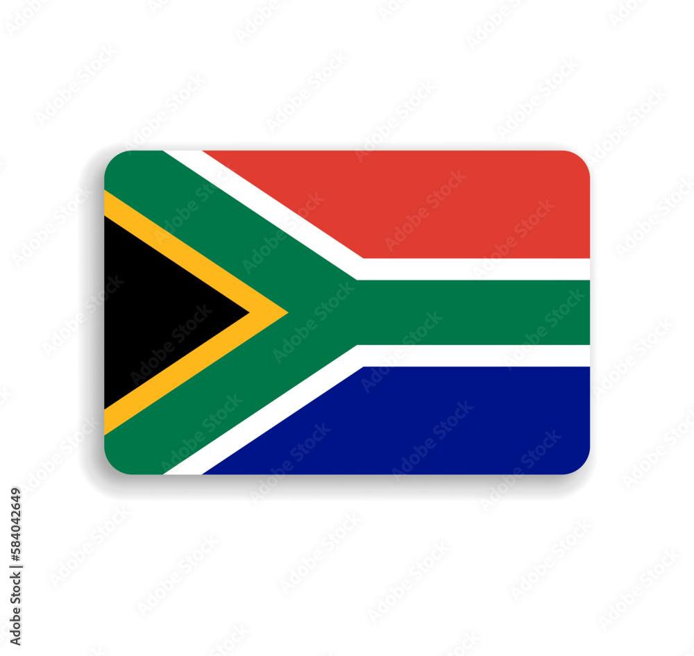 South Africa flag - flat vector rectangle with rounded corners and dropped shadow. Stock Vector ...