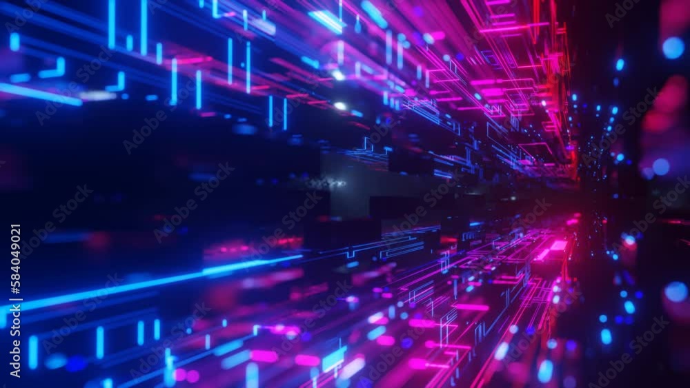 pattern like sci-fi hologram. Fly through technology cyberspace with ...