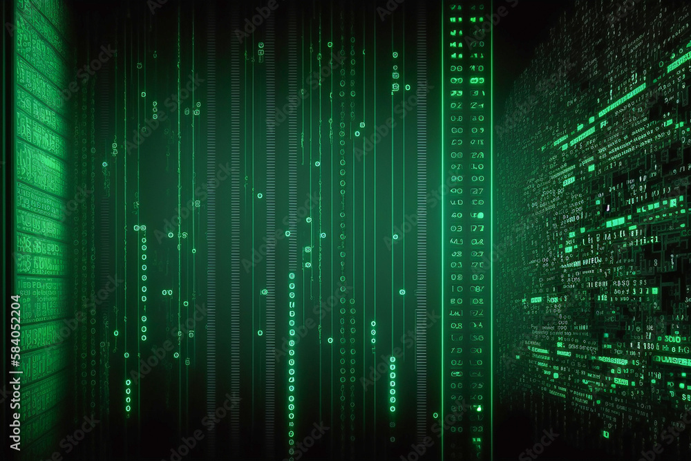 Matrix digital background with the lines of green numbers and symbols ...