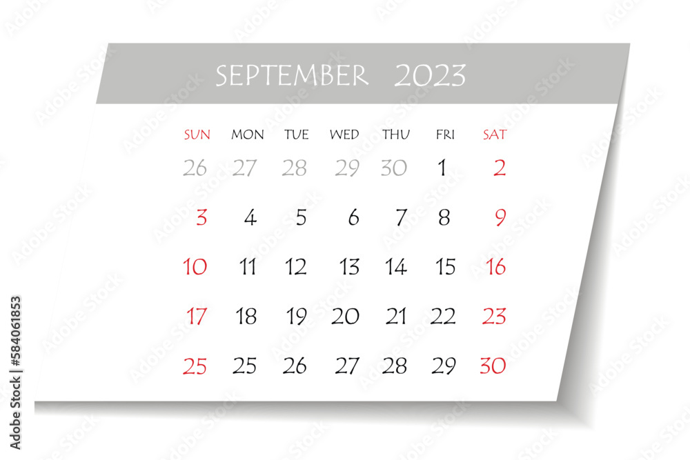 September 2023 calendar planner. Corporate week. Template layout, 12 ...