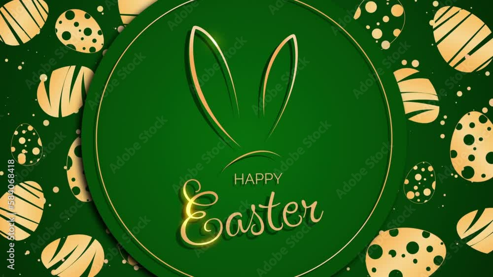 Easter bunny ears with gold text in green background circle. Easter ...