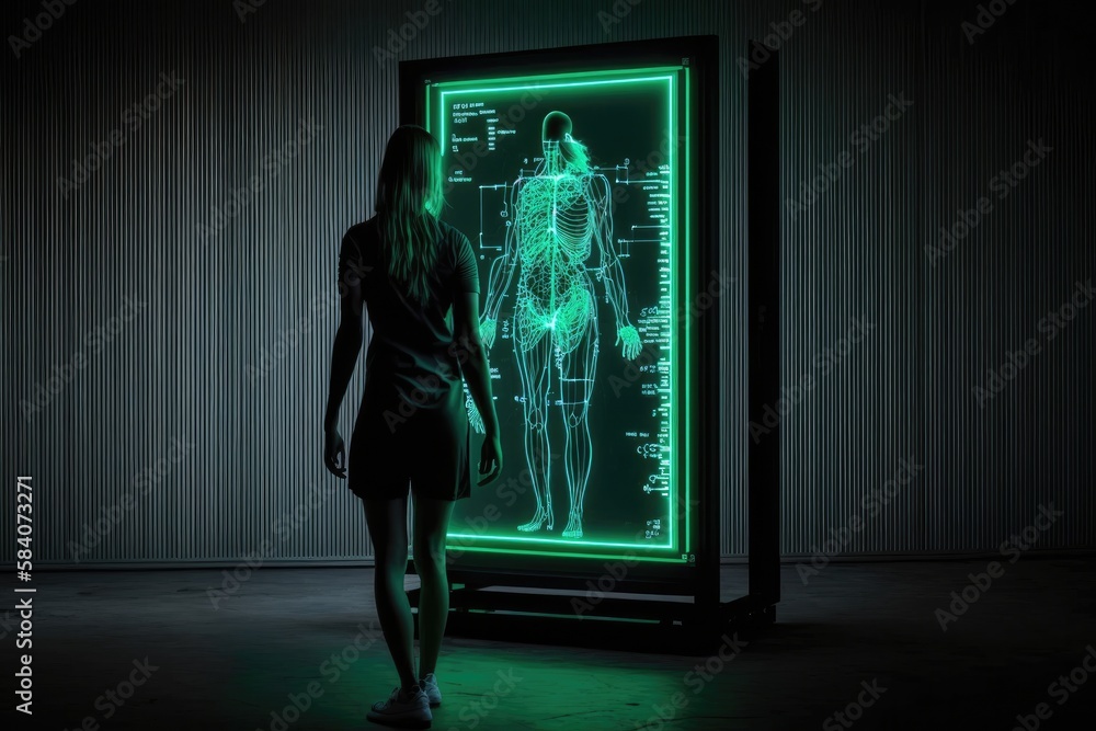 Scanner that scans person's insides (X-ray) of a body that are shown on ...