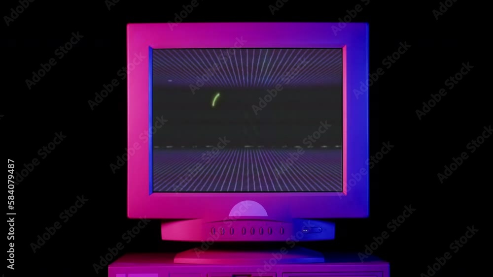 Retro pc with chroma key green screen, Old computer studio close-up ...