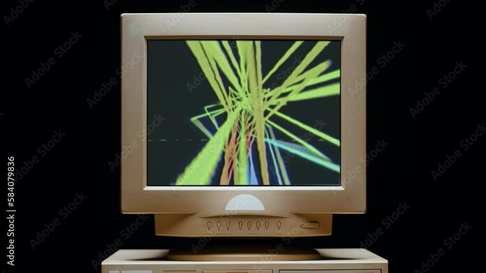 Retro pc with chroma key green screen, Old computer studio close-up ...