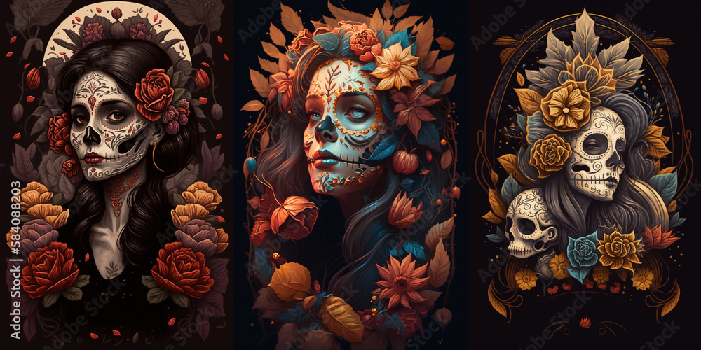 Dia de los muertos poster with iconic ai generated Calavera Catrina ...