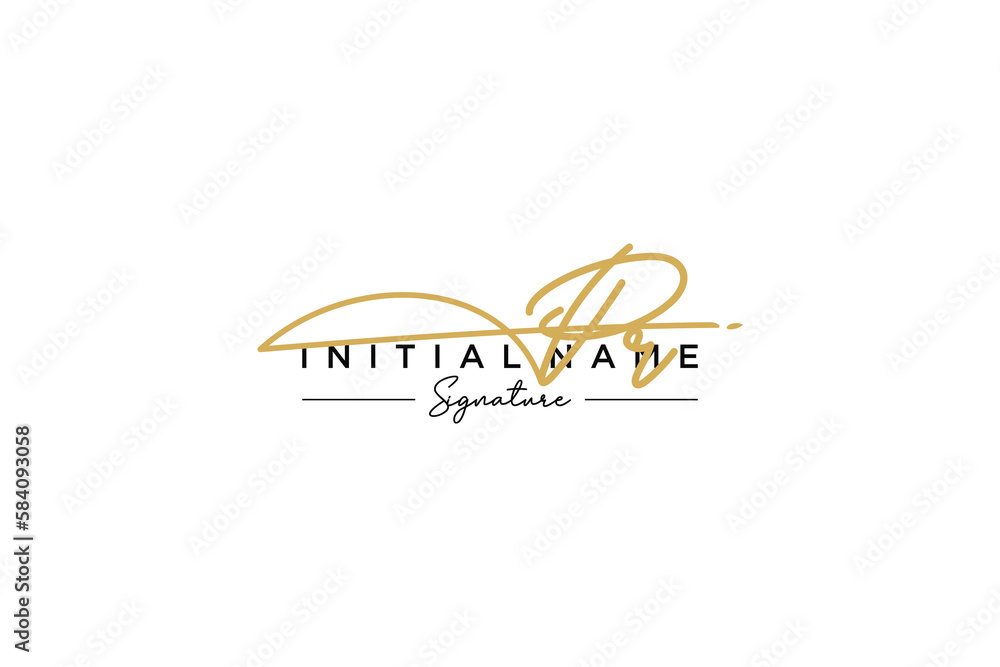 Initial PR signature logo template vector. Hand drawn Calligraphy ...