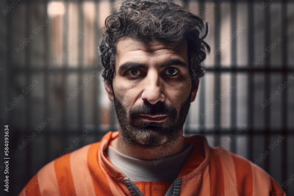 portrait mugshot of a Serious Middle eastern man looking at the camera ...