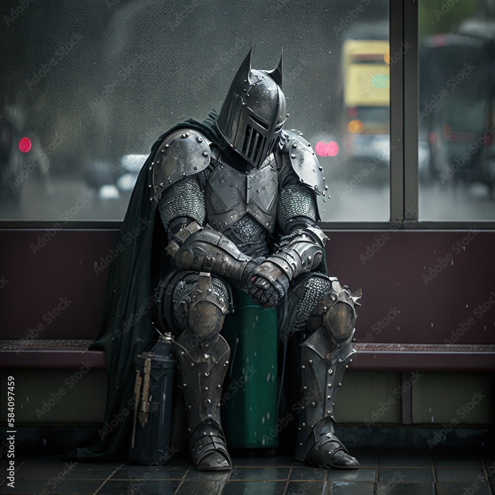 Fictional Lonely and Sad Warrior Sitting on a Rainy Day Generated by AI ...