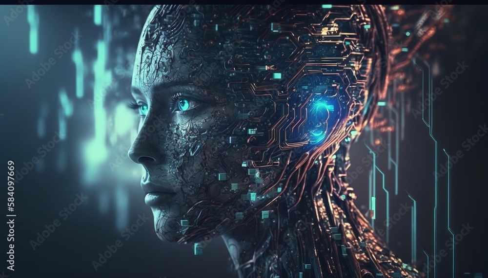 Representation of Fictional AI Robot in Human Body Shape Generated by ...