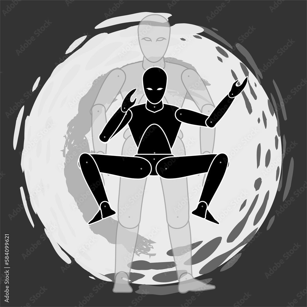 Action figures of human torsos with various styles of fighting moves ...