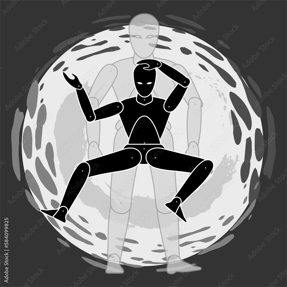 Action figures of human torsos with various styles of fighting moves ...