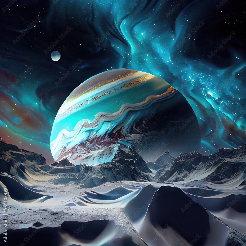 A deserted abstract colorful alien landscape. Alien planets during ...