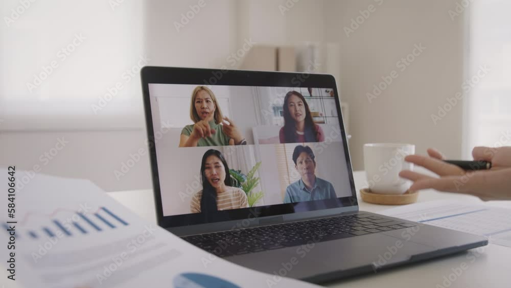 Bad toxic team video call work argue point face stress rude yelling ...