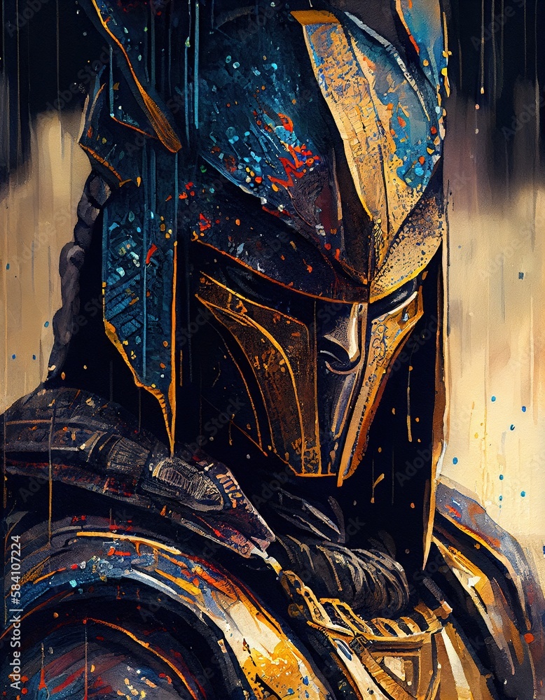 Portrait of an ancient samurai warrior in ancient warrior armor. The ...