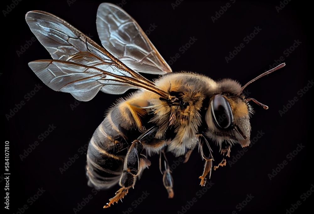 Captivating bee in flight, isolated on transparent background. Detailed ...