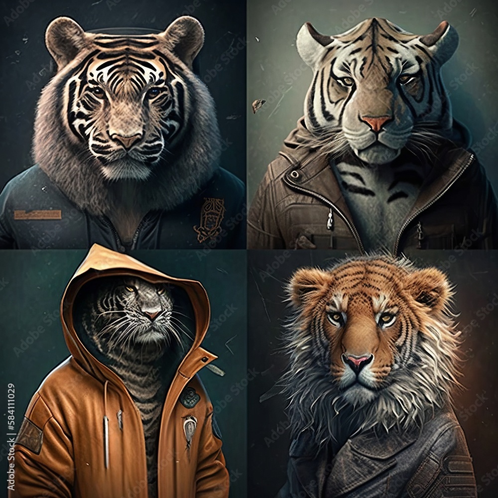 Animals with clothes and clothes with animal prints, Generative AI ...