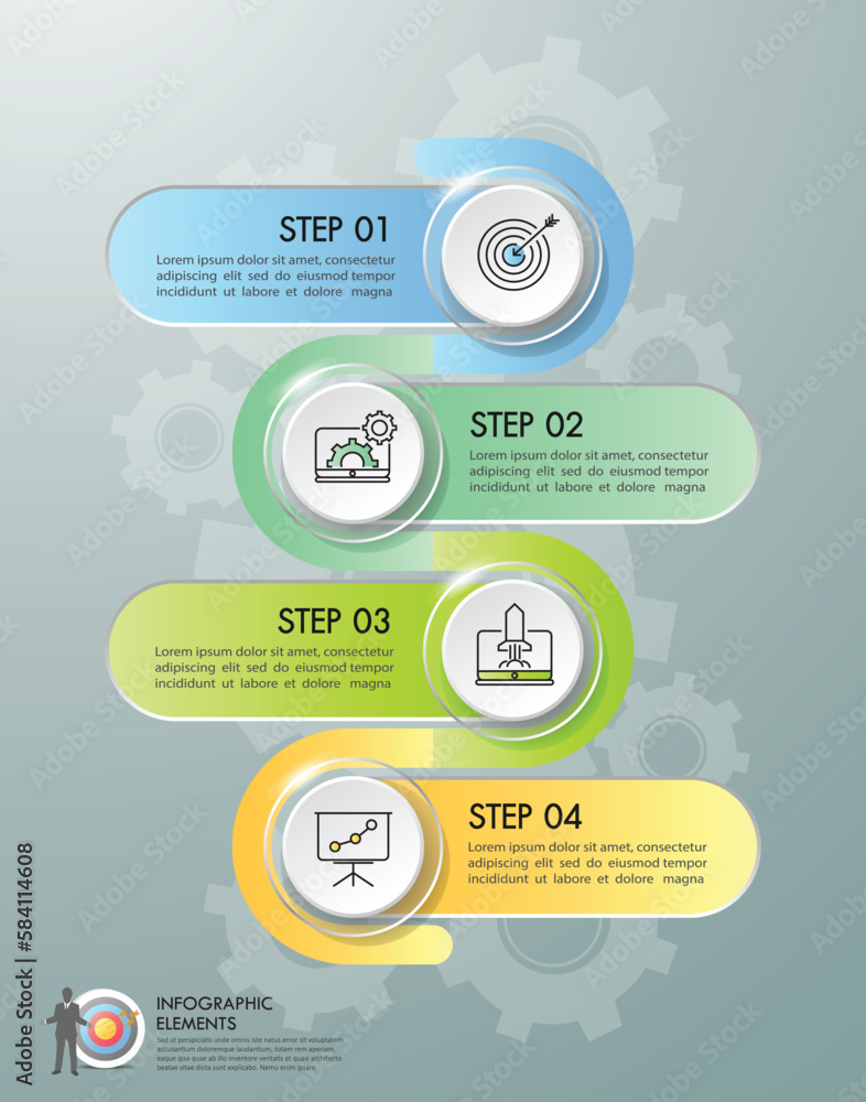 Design infographic template 4 options. Business concept can be used for ...