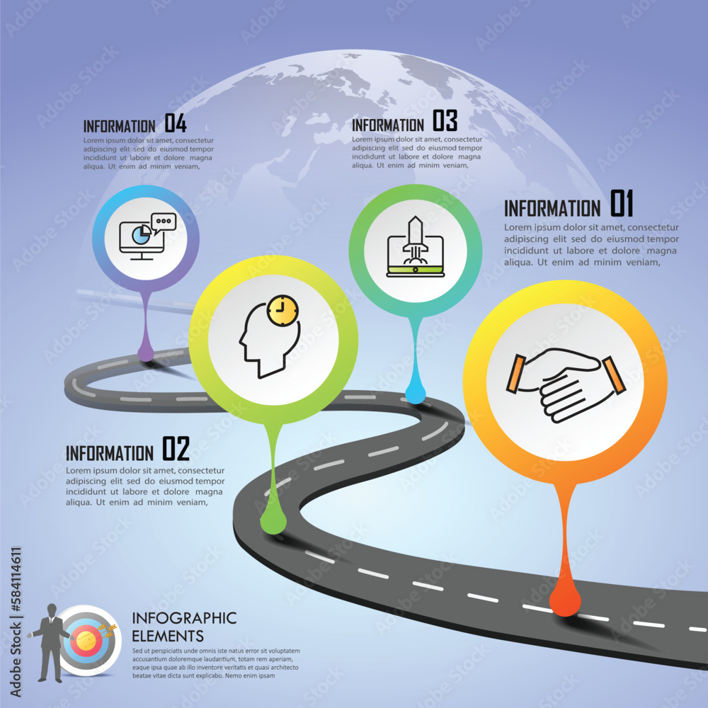 Design road way infographic template 4 options. Business concept can be ...