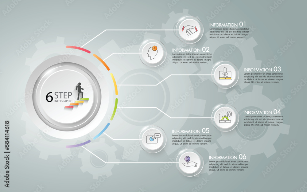 Design infographic template 6 options. Business concept can be used for ...