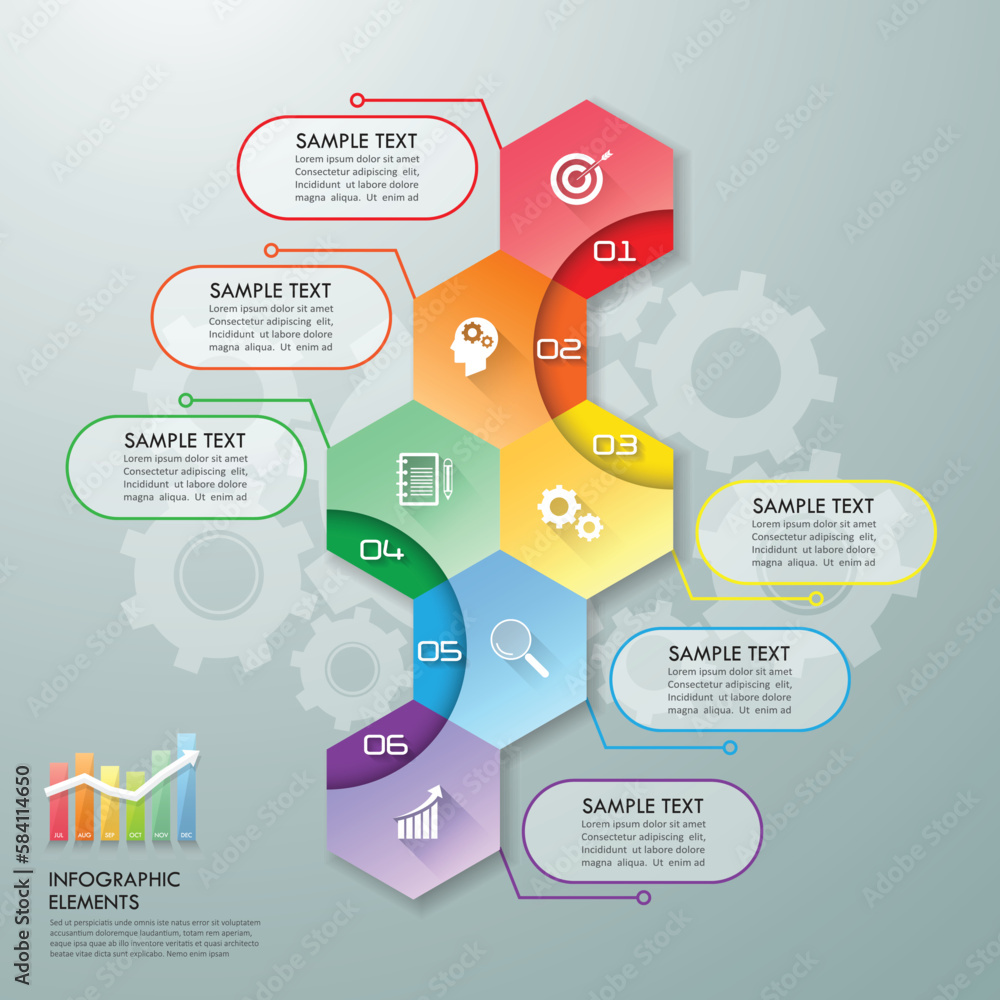 Design infographic template 6 options. Business concept can be used for ...