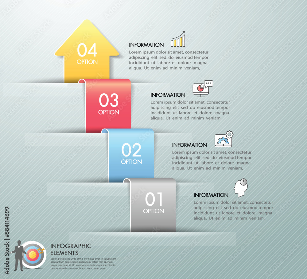 Design infographic template 4 options. Business concept can be used for workflow layout, diagram ...