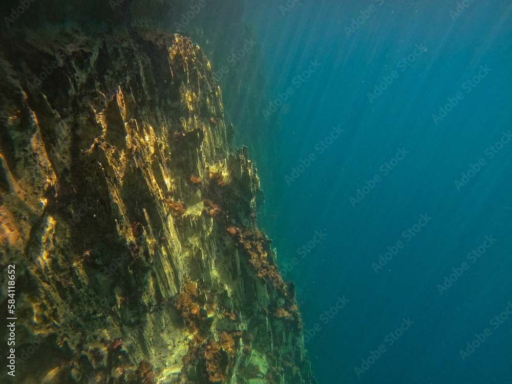 A rough rock below the water in Coron, Palawan in the Philippines with ...
