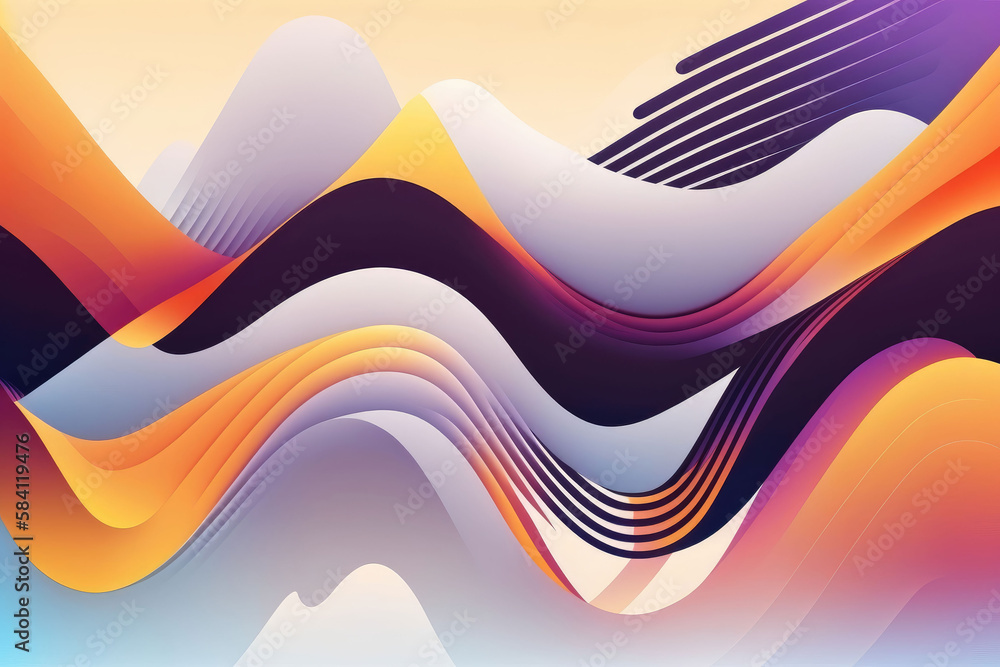 Gradient wave background material, AI generated Stock Illustration ...