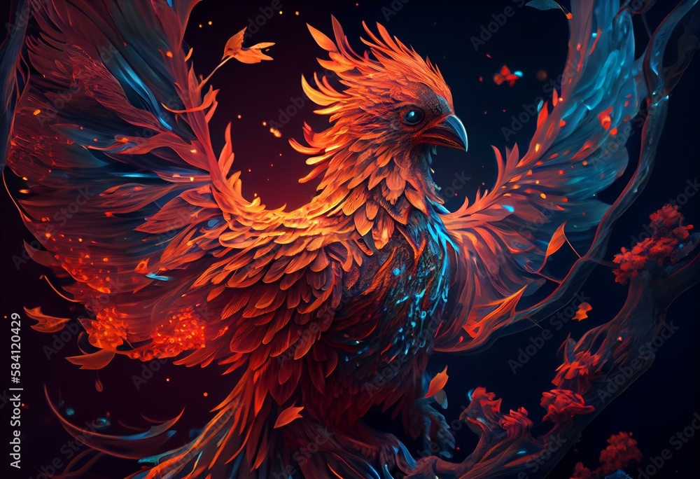 Ember Spirit depicted as a phoenix with a fiery bird-like body and ...