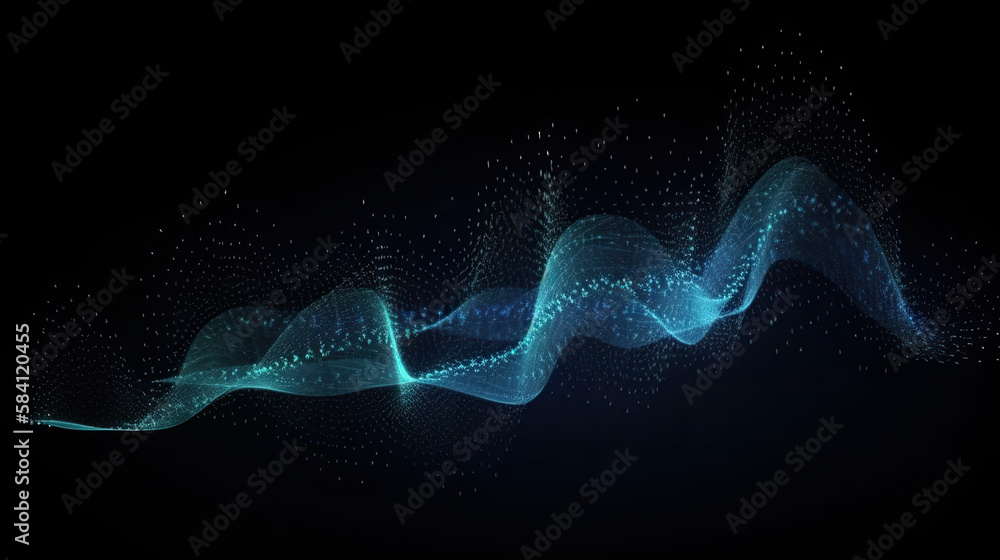 Abstract digital wave particles music 3 and small particles dance ...