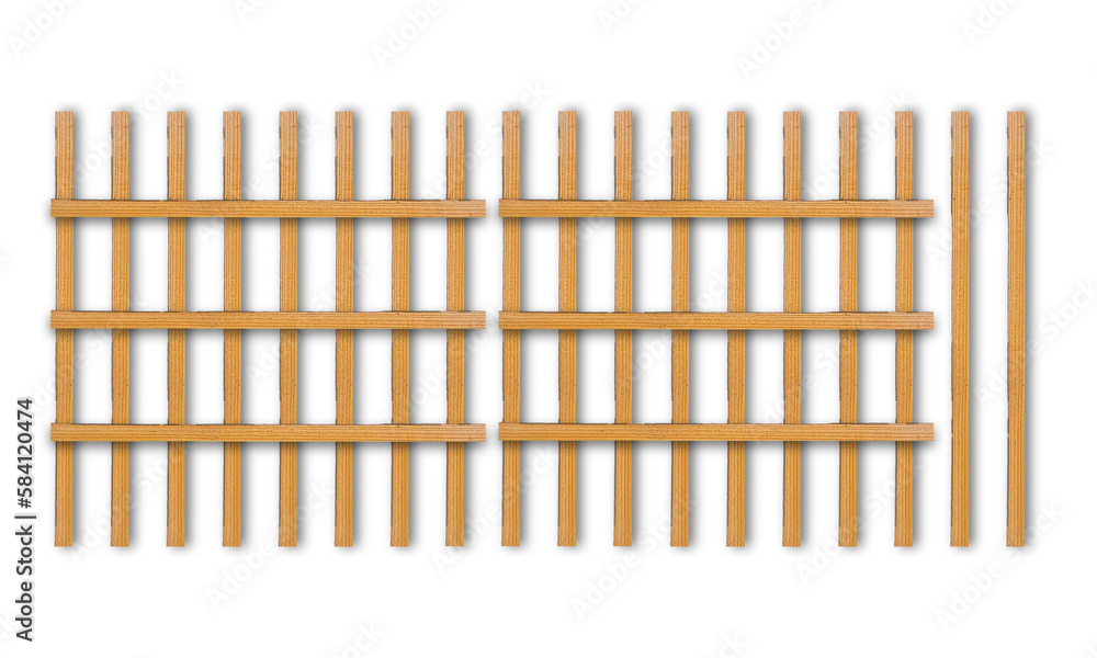 Bamboo fencing on transparent background. Old rustic wooden texture ...