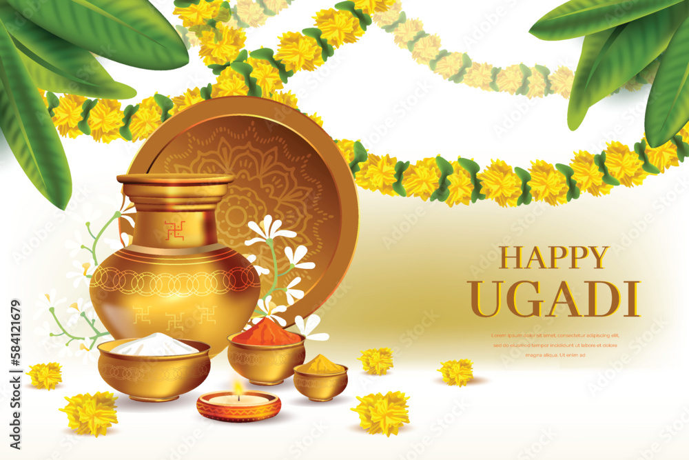 Happy Ugadi Banner Design Stock Vector | Adobe Stock