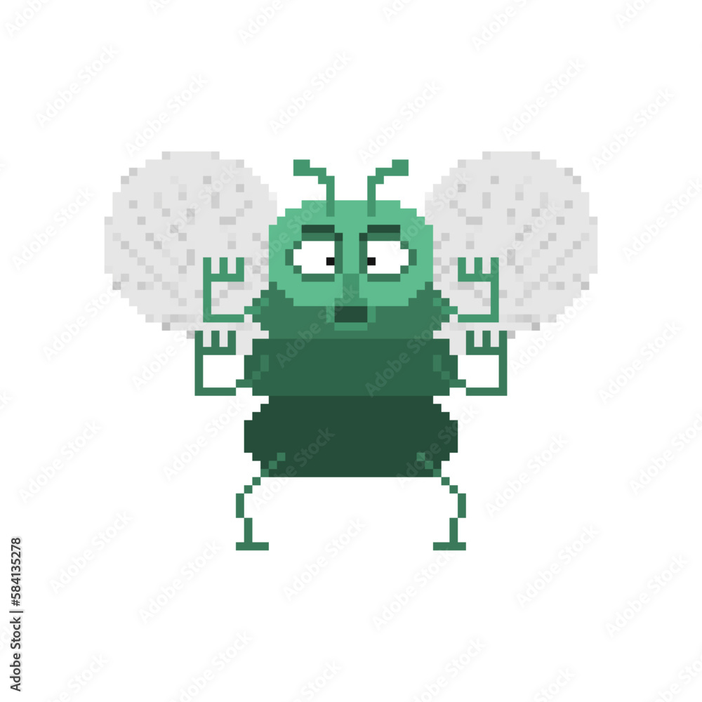 Fly cartoon pixel art. horsefly, gadfly 8 bit. pixelated Vector illustration Stock Vector ...