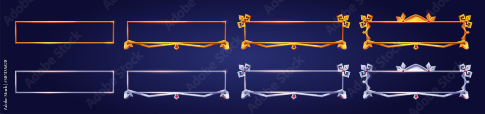 Cartoon set of medieval frames for game ui design. Vector illustration ...