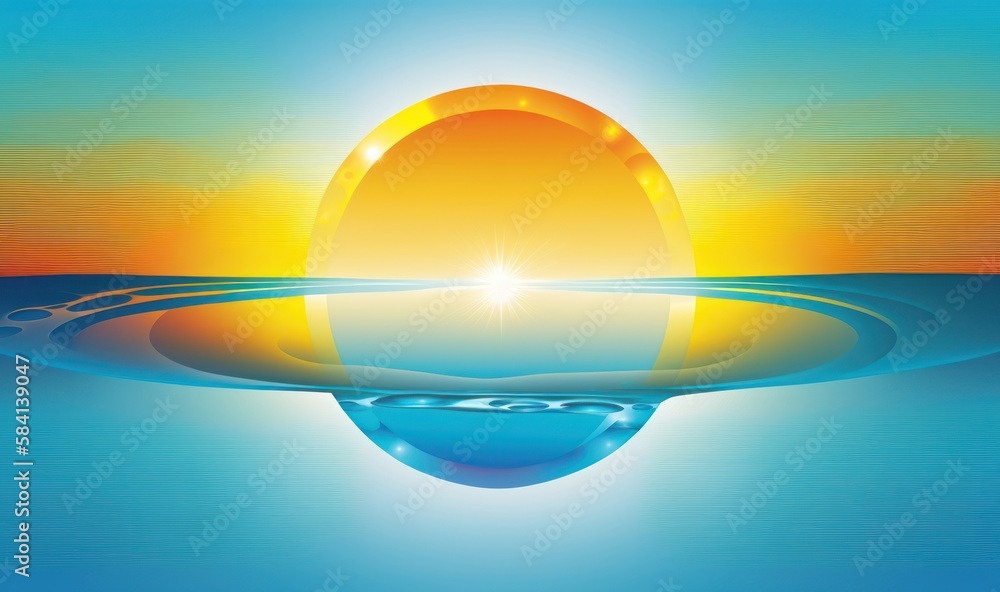 Reflection of Sun in Water - 6 Colors Vector Illustration as Soft ...