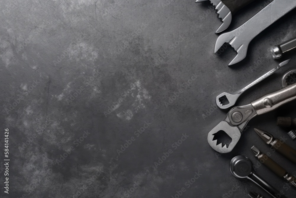 Auto mechanic's tools on grey stone table with copy space Stock Photo ...