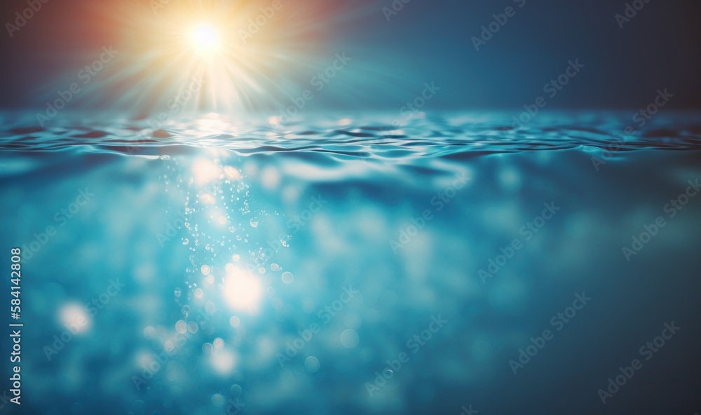 Bright Sunlight Reflections on Blue Water Surface in Swimming Pool ...