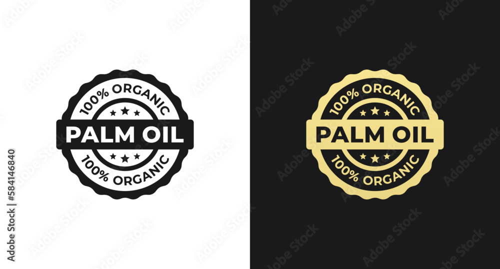 Palm Oil Label or Palm Oil Seals Vector Isolated in Flat Style. Best ...