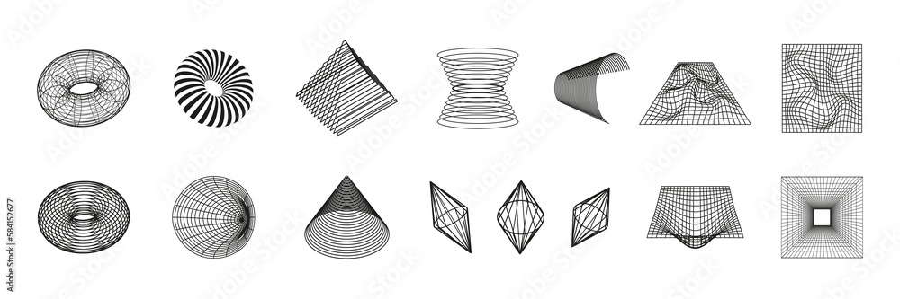 Set of abstract geometric shapes or trendy geometric shapes inspired ...
