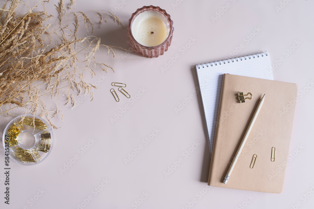 aesthetic minimalist workspace. Home office, blog, social media concept ...