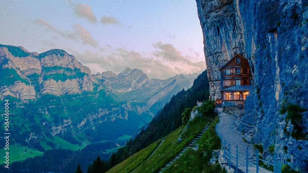 Berggasthaus Aescher in den Appenzeller Alpen, Appenzell,Swiss Alps and ...