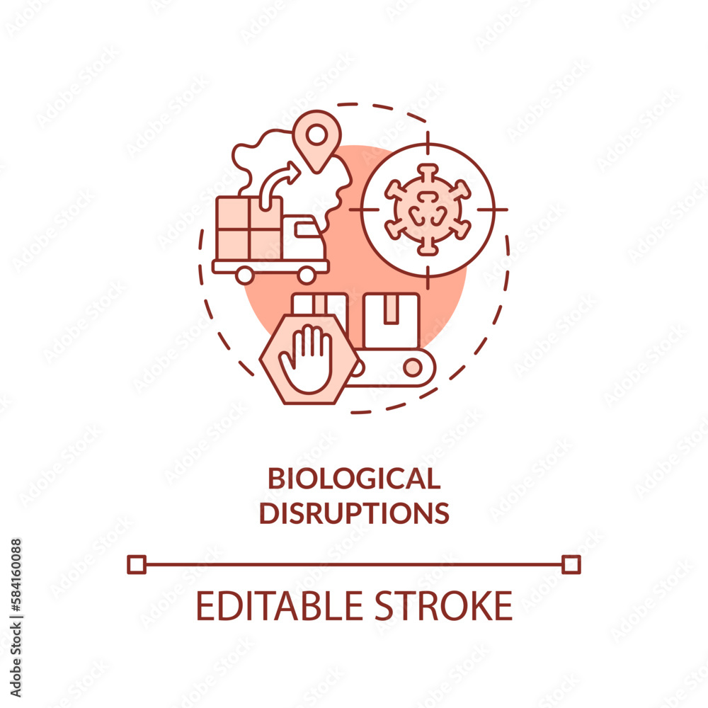 Biological disruptions terracotta concept icon. Disease. Supply chain ...