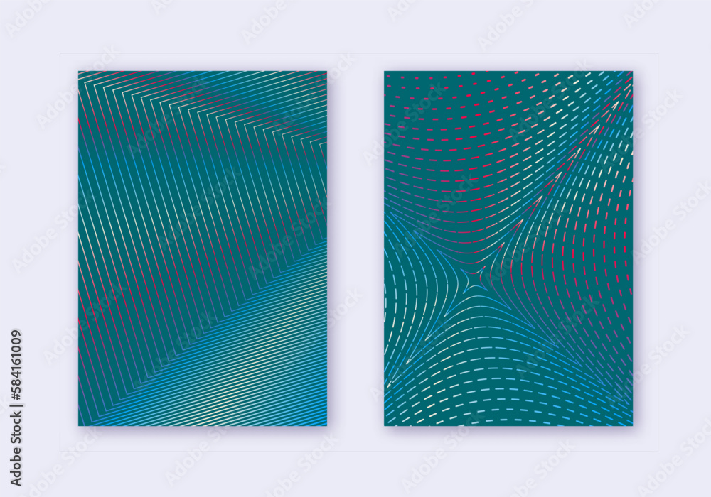 Cover design template set. Abstract lines modern brochure layout. Red ...