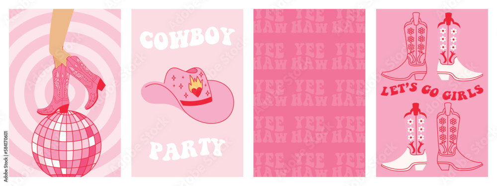 Collection of retro Cowboy fashion print with Cowgirl boots. Wall art ... Collection of retro Cowboy fashion print with Cowgirl boots. Wall art ...