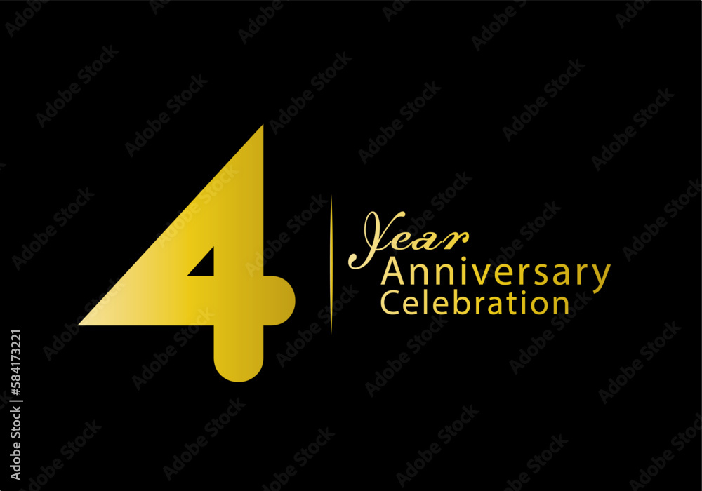 4 years anniversary celebration logotype gold color vector, 4th ...