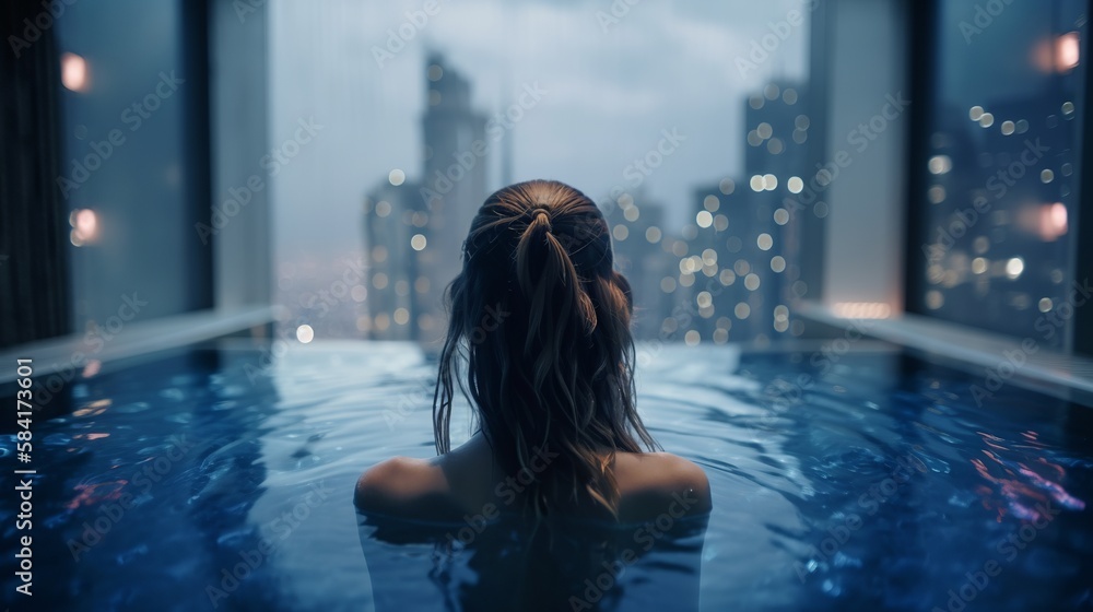 Captivating view of a glass-walled pool showcasing a stunning, wet ...