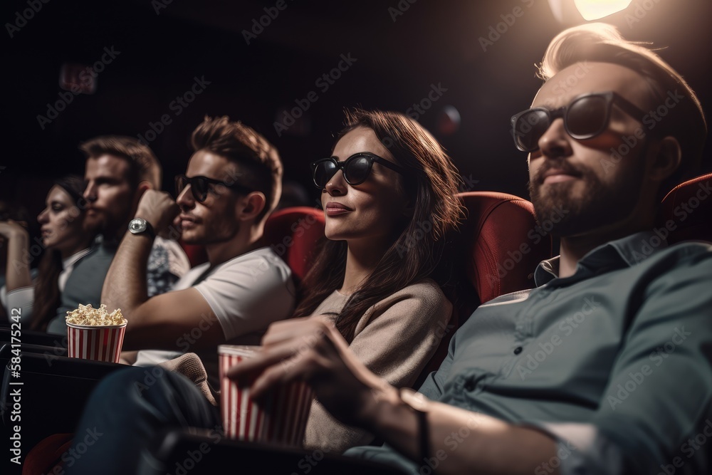 people watching a movie in a cinema, with some sitting comfortably in ...