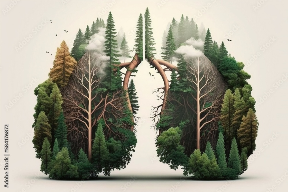 The forest is our lungs, clean ecology. Clean environment concept ...
