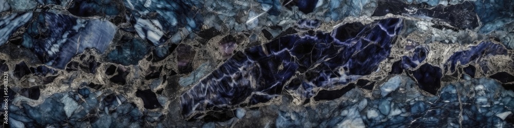 Indigo Marble Stone Texture Panoramic Banner. Generative AI Stock ...
