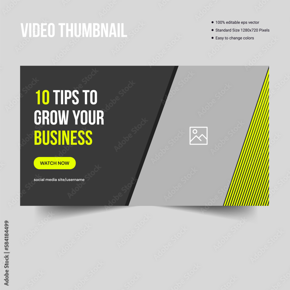 Fully editable video thumbnail banner template design, business grow ...