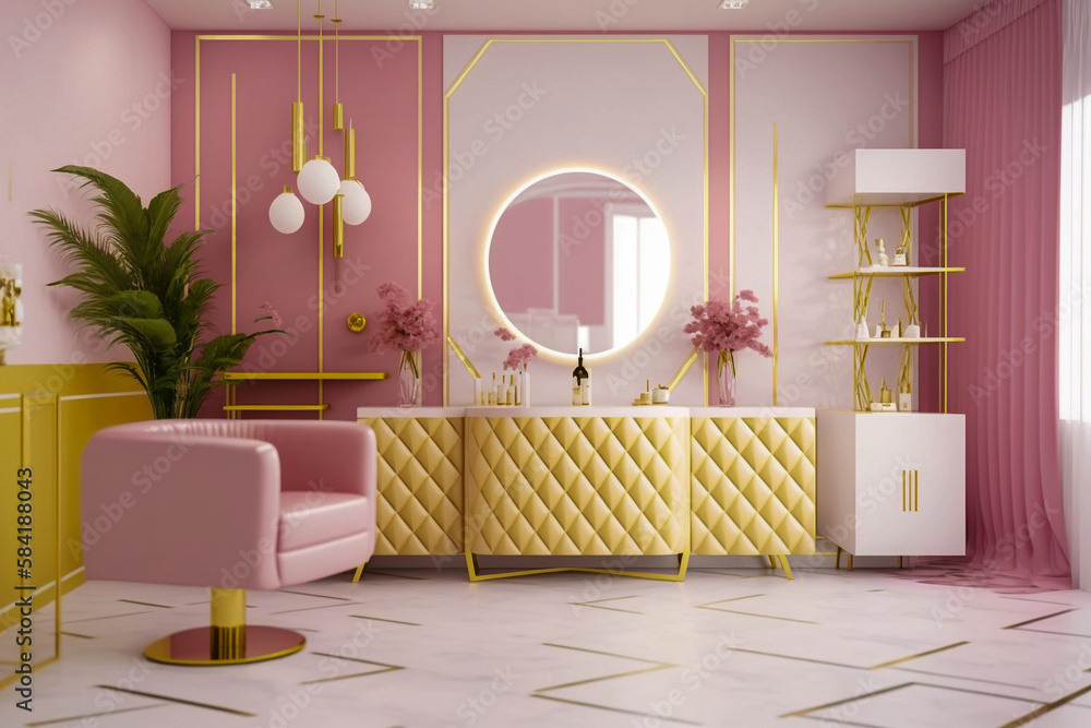 Modern interior of the female beauty salon. Super photo realistic ...